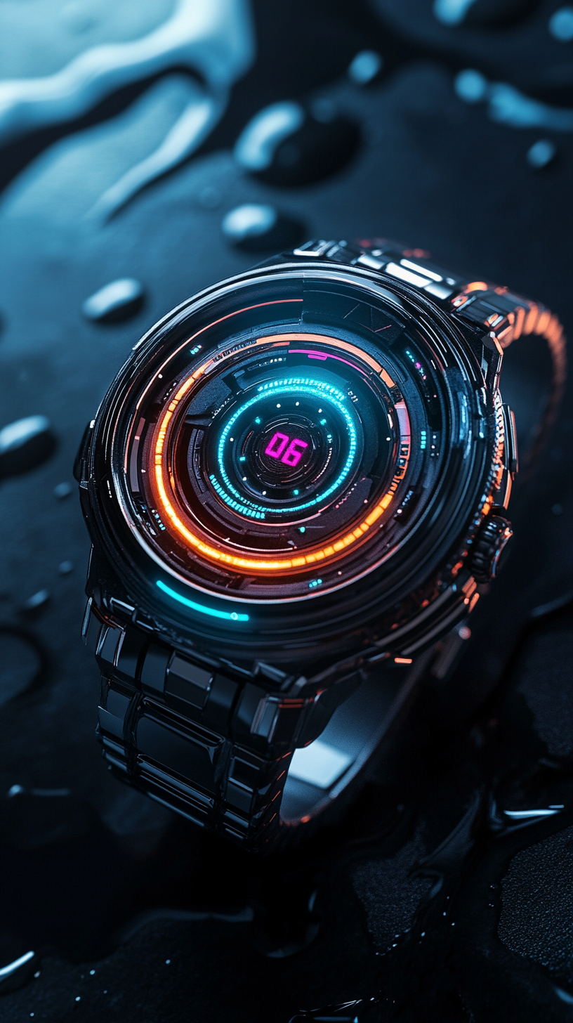 Futuristic Watch with Glowing Digital Face - Skillcurb
