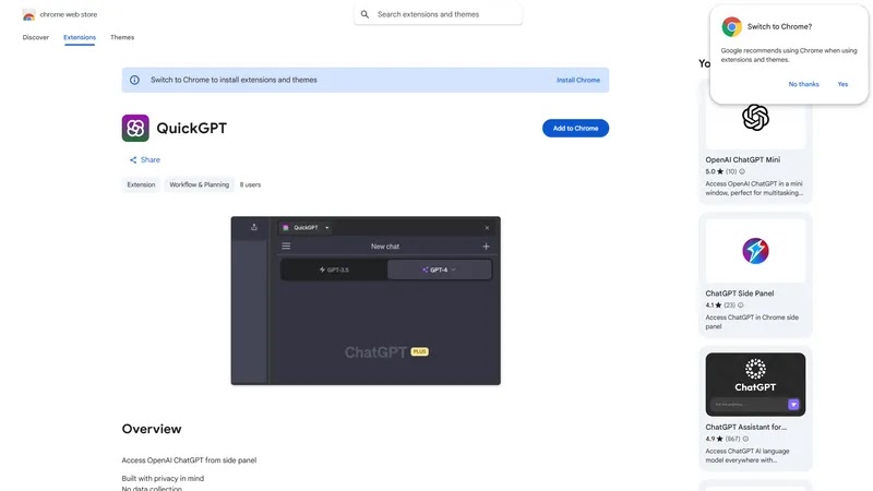 ChatGPT Side Panel Integration - Chrome Extension - Skillcurb