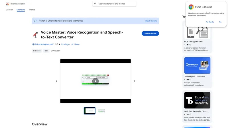 Voice Master - Chrome Extension - Skillcurb